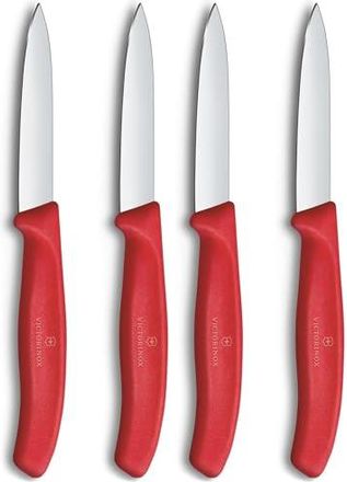 Victorinox by Swiss Army Swiss Classic, Sch&auml;l- und Gem&uuml;semesser Set, 2teilig, Extra Scharfe Klinge, Gerader Schliff f&uuml;r Pr&auml;zise Schnitte, 8 cm, Rostfreier Stahl, Rot (Packung 