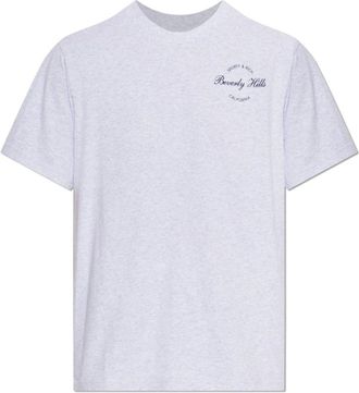 Sporty & Rich unisex, Tops, Gris, Taille: XS T-shirt imprim&eacute;