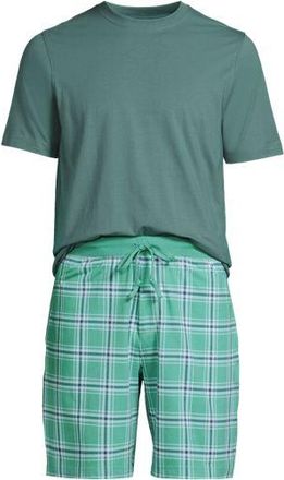 Lands End Kurzes Pyjama-Set aus Stretch-Jersey, Herren, Größe:52-54 regular, Grün, Baumwolle, by Lands End