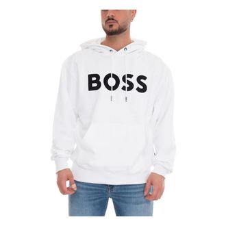 HUGO BOSS Homme, Sweatshirts et sweats &agrave; capuche, Blanc, Taille: 2XL Sweat &agrave; capuche uni avec logo