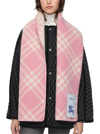 Burberry Check Wool Scarf - Pink