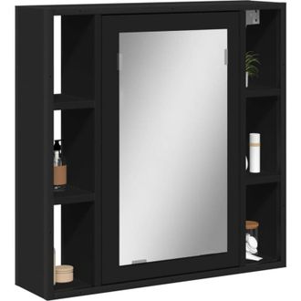 vidaXL Vidaxl - Armoire de salle de bain &agrave; miroir noir bois ding&eacute;nierie