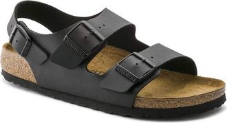 Birkenstock Classic Milano BF Unisex-Erwachsene Naturleder Knöchelriemchen Sandalen, Schwarz (Schwarz), 42 EU, 34791