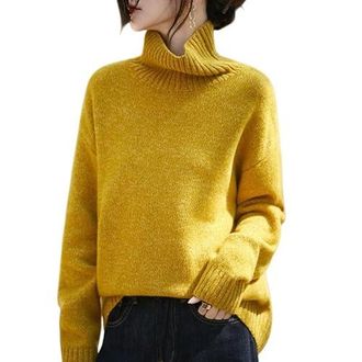 Generic Pulls Femme Pull &Agrave; Col Roul&eacute; pour Femme Pull en Cachemire &Eacute;pais Et Chaud Manches Longues Coupe Ample Id&eacute;al pour lhiver LAutomne Et Le Printemps &Agrave; Supe