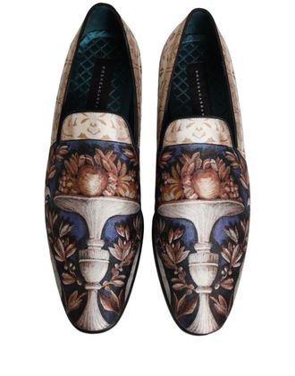 Dolce & Gabbana Mens Multicolor Fruit Print Velvet Loafers Shoes Leather