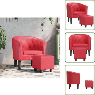 vidaXL Rot Kunstleder - vidaXL Clubsessel mit Fu&szlig;hocker Rot Kunstleder - Wohnzimmersofa