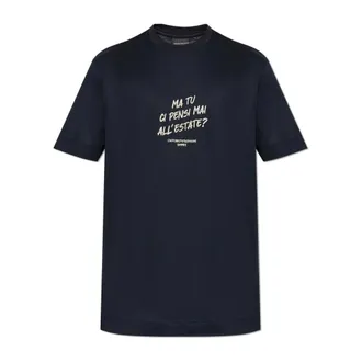 Emporio Armani Homme, Tops, Bleu, Taille: S T-shirt avec logo