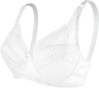 Generic CHJAN Soutien-gorge en dentelle grande taille pour femme Respirant Confortable Anneau en acier Noeud papillon Section fine fronc&eacute;e, blanc, 36C