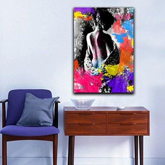 Homemania dbrush-00106 Bild für Damen, mit Skizzen, Polyester, Holz, mehrfarbig, 45 x 3 x 70 cm