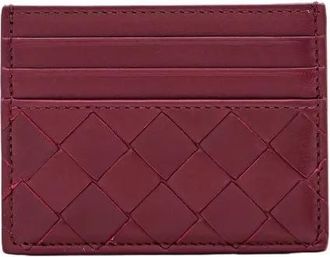 Bottega Veneta Portemonnaie - Textured Woven Leather Card Holder - Gr. unisize - in Beige - f&uuml;r Damen