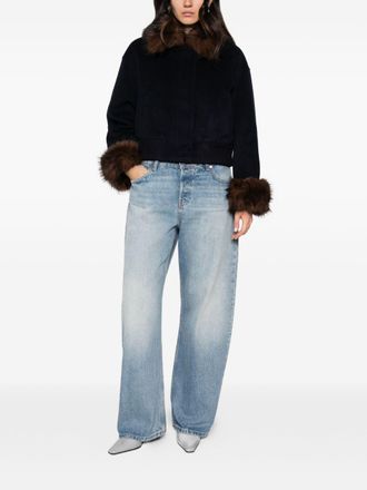 Self Portrait Faux-Fur Collar & Cuffs Wool Jacket - Black