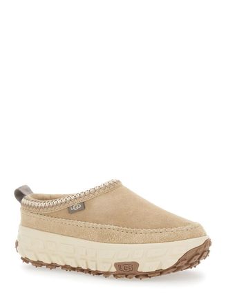UGG Mens Beige Suede Mules With Decorative Stitching