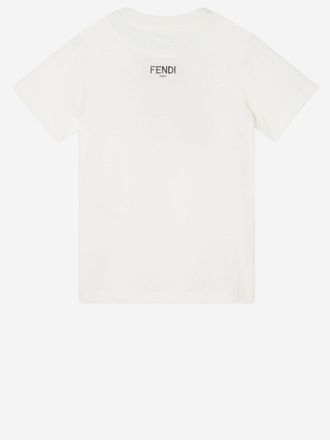Fendi Kids Cotton Jersey T-Shirt White T-Shirts And Polos