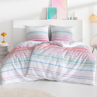 ESTELLA Seersucker Bettw&auml;sche Set - Bettgarnitur 100% Baumwolle - absolut b&uuml;gelfrei - 155x220 cm + 80x80 cm - Design 03