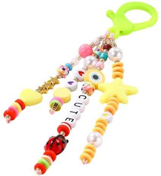 Generic Breloque de sac &agrave; main en perles - Porte-cl&eacute;s monogramme personnalis&eacute; en acrylique arc-en-, d&eacute;coration de sac &agrave; dos pour femmes, filles, anniversaire,