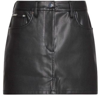 Calvin Klein Jeans Minirock f&uuml;r Damen, Leder (Schwarz)
