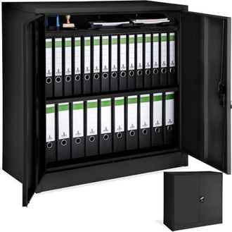 TecTake Armoire de Bureau métallique 90x40x90cm avec Serrure Rangement Bureau avec 3 Compartiments pour Classeur Rangement Documents Industriel Meuble 2 Porte