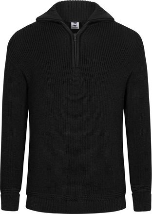 Hanseheld Troyer Wolle Herren Schwarz 50 | Pullover | Troyer-Kragen mit Rei&szlig;verschluss | 100% Schurwolle | Made in Germany | Strickpullover