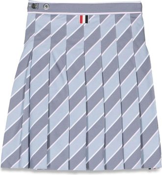 Thom Browne Pleated Cotton Skirt - Gray