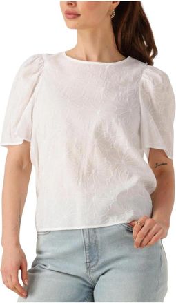 Object Wei&szlig;e Sommerbluse mit Rundhalsausschnitt - - Blouses & Shirts - Damen - Wei&szlig; - XS