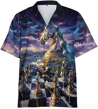 Keephen &Eacute;checs Amateur Hawaiian Chemise Femmes Hommes &Eacute;checs Impression 3D Hawaii Chemise &Eacute;t&eacute; Plage Vacances Joueur d&Eacute;checs &Eacute;quipe Chemise