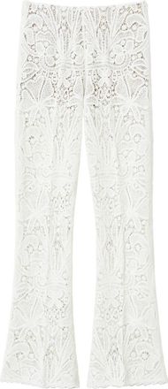 Twin-Set Hose mit Spitzeneins&auml;tzen - Wei&szlig;