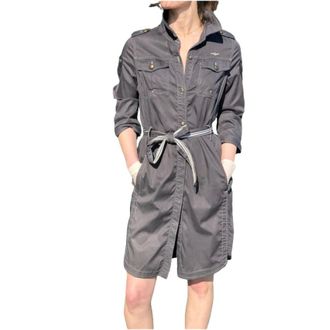 Aeronautica Femme, Robes, Bleu, Taille: 36 FR Robe Chemise en Lyocell