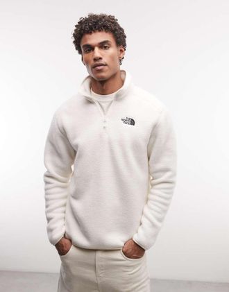 The North Face Shispare - Polaire &agrave; logo et col zipp&eacute; - Blanc cass&eacute;