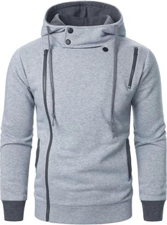 Generic Sweat Shirts à Capuche pour Hommes, Vestes Polaires à Capuche, Coupe ajustée, Double Fermeture éclair, col roulé, vêtements dextérieur décontractés