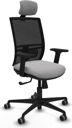 Piqueras y Crespo Drehstuhl mit 2D-Armlehnen, h&ouml;henverstellbare Lendenwirbelst&uuml;tze und h&ouml;henverstellbares Kopfteil, ausgestattet mit 4 Positionen, Schwarz/Hellgrau