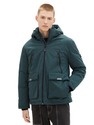Tom Tailor Herren Artic Winterjacke mit Kapuze, Dark Gable Green, XL