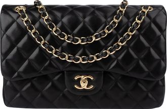 Chanel Crossbody Bags - Chanel Quilted Lambskin Jumbo Double Flap Crossbod - Gr. unisize - in Schwarz - f&uuml;r Damen
