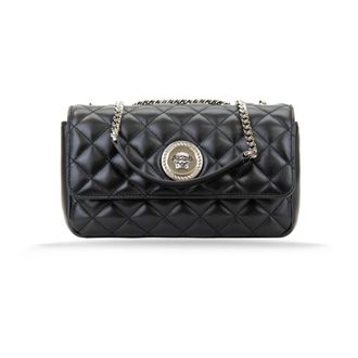 Versace Gepolsterte Leder-Schultertasche Magnetischer Verschluss - - Bags - Damen - Schwarzk - ONE SIZE