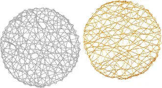 Artibetter 2st&uuml;cke Gewebte Runde Platzsets Aus Gold Und Silber Formstabil Handgefertigt Dekorative Tischsets F&uuml;r Zuhause Und Gesch&auml;ft