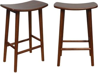 Sweeek 2er-Set Vintage Barhocker aus Heveaholz 68 cm
