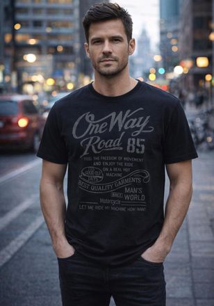 Man's World T-Shirt MANS WORLD, Herren, Gr. XXL (60/62), schwarz, Single Jersey, Obermaterial: 100% Baumwolle, bedruckt, normal, Rundhals, Shirts T-Shirt, Kurzarm