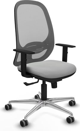 Piqueras y Crespo B&uuml;rostuhl mit 1D-Armlehnen, h&ouml;henverstellbare Lendenwirbelst&uuml;tze, mit 3 Positionen und Schneideschaum, mit Rollen von 65 mm, Parkett, Grau/Hellgrau