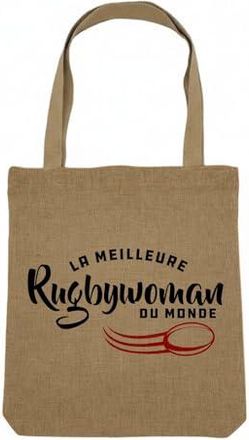Fabulous Sac Shopping Tote Bag Aspect Lin - La Meilleure Rugbywoman du Monde Rugby Sport Ballon XV Equipe - Sac de Courses Toile Epaisse 360g Beige Naturel Cab