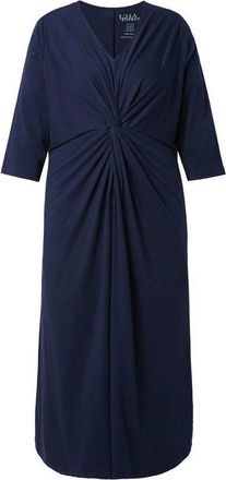 Ulla Popken Maxikleid Maxikleid drapiert A-Linie V-Ausschnitt 3/4-Arm