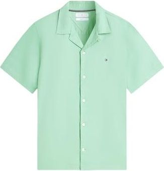 Tommy Hilfiger Chemise uni &agrave; manches courtes en coton et lin