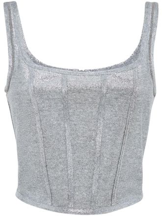 Brunello Cucinelli haut corset &agrave; coupe crop - Argent
