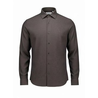 Eton Uni-Flanellhemd - - Shirts - Herren - Braun - M