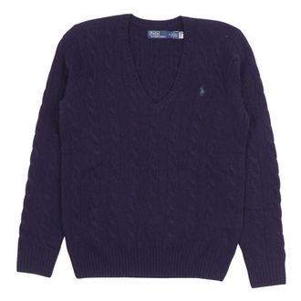 Polo Ralph Lauren Femme, Pulls, Violet, Taille: 42 FR Kimberly Cable Knit V-neck Sweater