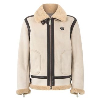 Philipp Plein Veste Biker en Fausse Fourrure - Homme - Vestes - Beige - Taille: XL