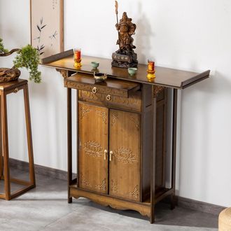 Generic Buddha-Schrein, Buddha-Altarschrank - Meditationstisch mit Stauraum, chinesische Schreinnische f&uuml;r spirituelle Praktiken, dekoratives Wohnm&ouml;bel, ideal