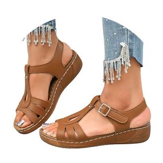 Generic Sandales d&eacute;t&eacute; habill&eacute;es pour femme - Espadrilles compens&eacute;es d&eacute;contract&eacute;es &agrave; talons hauts - Sandales d&eacute;t&eacute; d&eacute;contract&eacute;es - Sandales compens&eacute;es boh&egrave;me &agrave; 