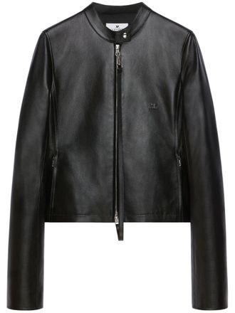 Courrèges veste de moto en cuir - Noir