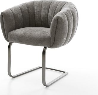DELIFE Freischwinger Jada-Flex Boucl&eacute; Soft Schlamm Freischwinger flach Graphit Taschenfederkern, Esszimmerst&uuml;hle