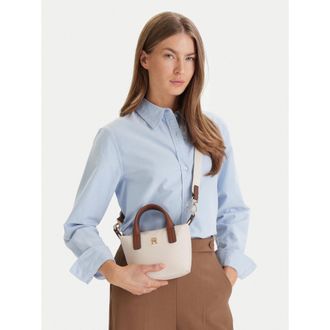 Tommy Hilfiger Handtasche Tommy Hilfiger Popette Micro Tote AW0AW18368 &Eacute;cru