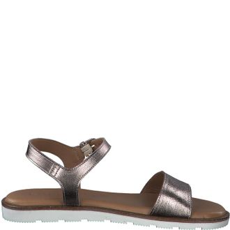 Tamaris Damen Sandaletten, Frauen Sandalen,Sommersandalen,bequem,flach,Sommerschuhe,Freizeitschuhe,offene Schuhe,Strandschuhe,Pewter,40 EU